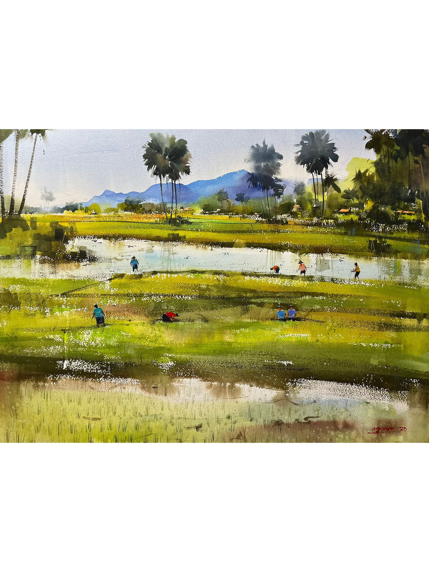 Exotic India Farmers In The Field | Watercolor On Paper | By Santu ...